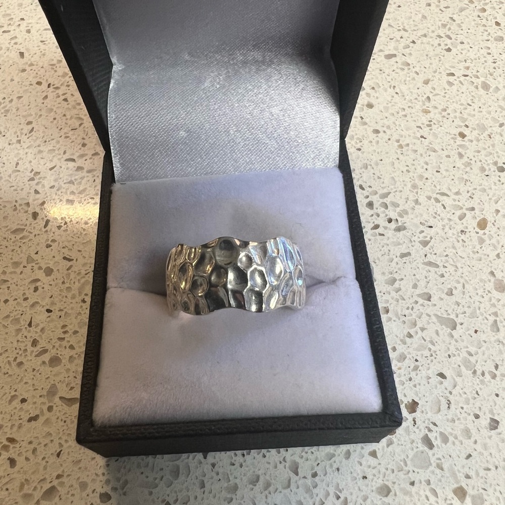 Heavy Sterling Silver Nugget Style Ring - Gem